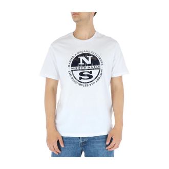 North Sails Wei&szlig;es Print Kurzarm T-Shirt - - Tops - Herren - Wei&szlig; - XL