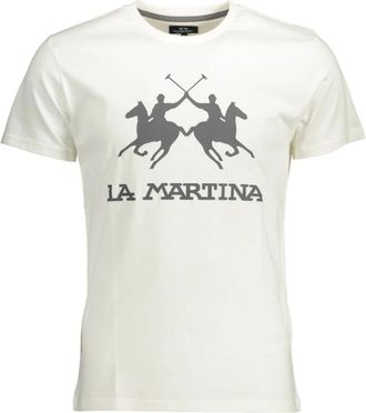 La Martina Homme, Tops, Blanc, Taille: 3XL T-shirt Homme Manches Courtes Blanc Logo