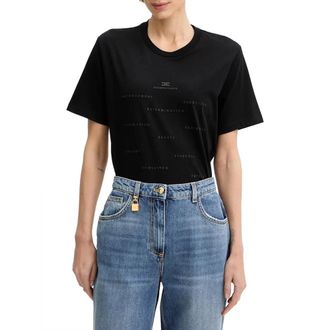 Elisabetta Franchi Femme, Tops, Noir, Taille: 38 FR T-shirt col rond