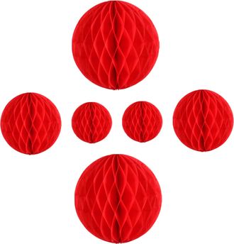 Aboofan 6 Stück Rote Papier Honeycomb Dekoration Teiliges Hängende Wabenbälle für Valentinstag Frühlingsfest Hochzeit Party Tisch und Raumdekoration