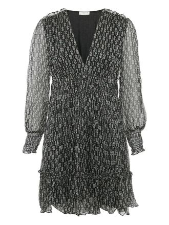 Sandro robe fleurie &agrave; manches longues - Noir