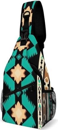 Generic Sacoche Tactique Motifs ethniques g&eacute;om&eacute;triques tribaux navajos et azt&egrave;ques Mode Sac &agrave; Bandouli&egrave;re R&eacute;glable Sling Sac &agrave; Dos pour Voyage Camping Cyclism
