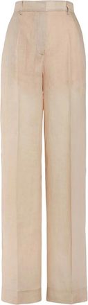 Simona Corsellini Femme, Pantalons, Beige, Taille: 38 FR Pantaloni palazzo in organza semitrasparenti