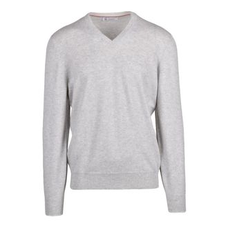 Brunello Cucinelli Pullover mit V-Ausschnitt - - Knitwear - Herren - Grau - L