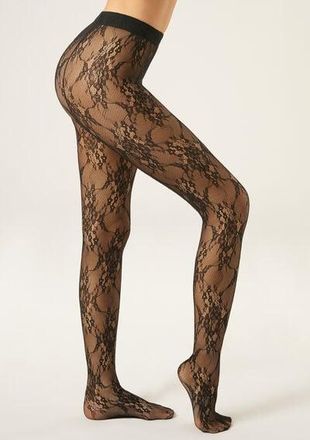 Calzedonia Strumpfhose Aus Blumenspitze Schwarz