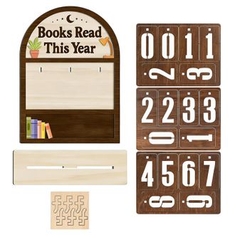 Generic B&uuml;cherz&auml;hler-Tracker - B&uuml;cherregal-Tischdekoration aus Holz, B&uuml;cher-Lese-Tracker-Display mit Nummernf&auml;chern, Lesefortschrittsz&auml;hler-Schreibtisch-Ornam
