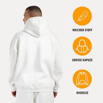 Smilodox Hoodie Lorik, Oversize Kapuzenpullover mit gro&szlig;em Frontprint auf der Brust weicher und flauschiger Stoff K&auml;ngurutasche Pulli Alltag Streetstyle