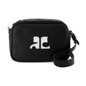 Courr&egrave;ges Womens Reedition Camera Crossbody Bag Black Calfskin