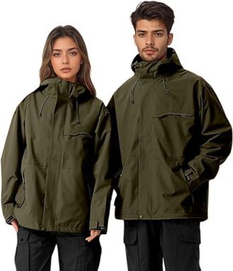 Generic Blouson Chaud Femme Veste polyvalente pour femmes avec polaire d&eacute;tachable pour toutes saisons coupe-vent d&eacute;contract&eacute;e confortable (Army Green, XL)