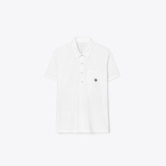 Tory Burch Damen Poloshirt aus merzerisierter Baumwolle in Weiß