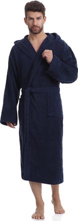 Ladeheid Herren Frottee Bademantel aus 100% Baumwolle LA40-101(Dunkelblau (D12), M)