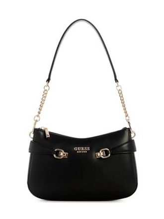 Guess Lorelei Top Zip Shoulder Bag, Sac &agrave; bandouli&egrave;re Femme, Noir, Taille Unique