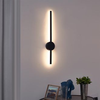 QAZQA Moderne Wandleuchte Schwarz 60cm inkl. LED - Clockwise I Wohnzimmer I Schlafzimmer - Stahl L&auml;nglich I Rund - I LED