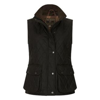 Walker and Hawkes Gilet Matelass&eacute; Haxby en Cire pour Femmes - Olive - 10