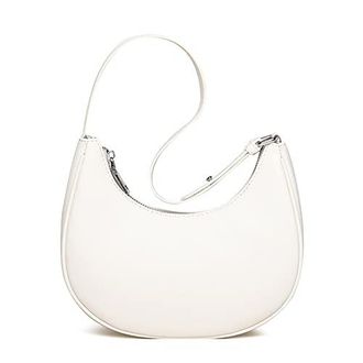 Generic Sac &agrave; bandouli&egrave;re en cuir v&eacute;ritable pour femme, petit sac &agrave; main &eacute;l&eacute;gant avec fermeture &eacute;clair, blanc, Small