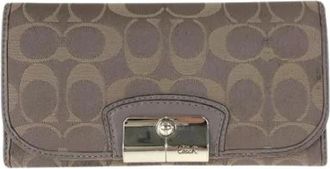 Coach Portefeuille Long en Toile Signature et Cuir Pre-owned - Femme - Pre-owned - Gris - Taille: ONE Size