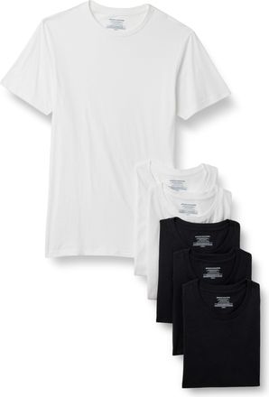 Amazon Essentials Herren Rundhals-Unterhemden aus Baumwolle, vielseitige Soft Basics, Schwarz/Wei&szlig;, XXL