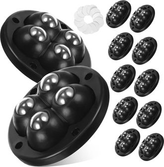 Valiclud 12 Stück Teiliges Mini Selbstklebende Möbelrollen mit Drehbaren Edelstahl Kugeln Stabile für Aufbewahrungsboxen Müllbehälter und Leichte Möbel Geräusc