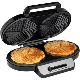 Clatronic Waffeleisen mit 2 antihaftbeschichteten Backflächen | Waffeleisen Herzform stufenlos einstellbarer Bräunungsgrad & Backampel | 2 Waffeln pro Backvorga