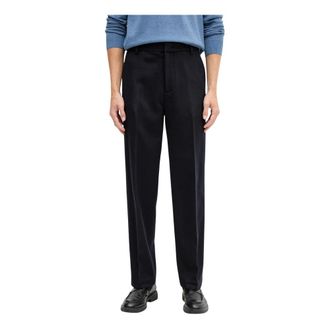 Emporio Armani Chinos en twill de laine vierge l&eacute;g&egrave;re - Homme - Pantalons - Bleu - Taille: L