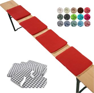 Heimtexland Sitzkissen 4er Set Bierbank Polster Auflage Bierzeltgarnitur Garten Deko Kissen Typ859 Rot