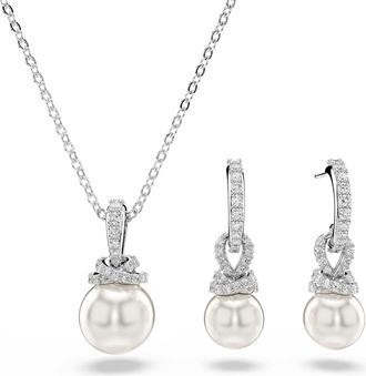 Swarovski Originally Set, Pavé, Kristallperle, Weiß, Rhodiniert