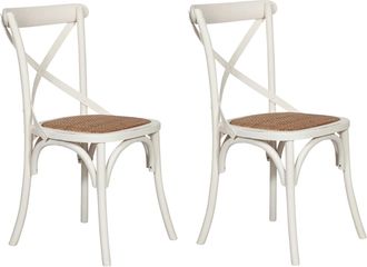 Biscottini International 2 Esszimmerst&uuml;hle Massivholz 86 x 42 x 46 cm - K&uuml;chenstuhl und Wohnzimmer aus Rattan - Stuhl aus wei&szlig;em Holz - St&uuml;hle aus Holz f&uuml;r den Au&szlig;enbereich un