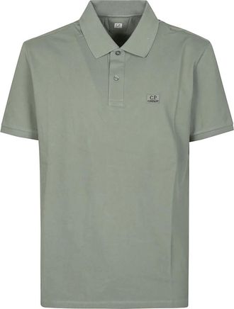 C.P. Company C.p. Company, Homme, Tops, Vert, Taille: M Polo Stretch Piqu&eacute; Manches Courtes