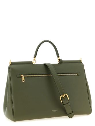 Dolce & Gabbana Womens Top Handle Bag Green Calf Leather Pvc