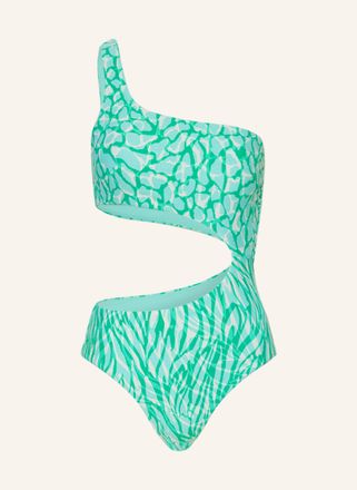 Seafolly One-Shoulder-Badeanzug Animal Instinct gruen
