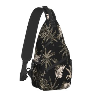 AOOEDM Dark Tropical Jungle Palm Leaves Tree Sling Bag für Damen Herren, Umhängetaschen Casual Sling Rucksack Brusttasche Reisen Wandern Daypack für Outdoor