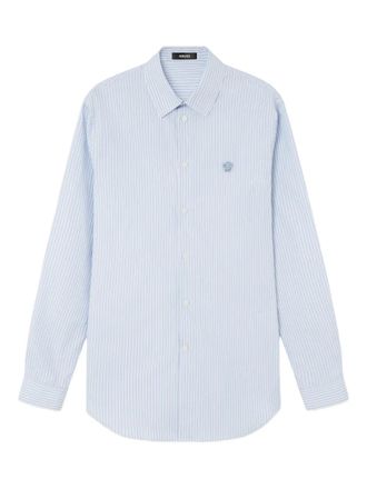 Versace chemise en coton &agrave; rayures - Bleu