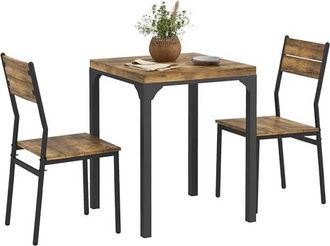 HOMCOM Ensemble Table et chaises pour 2 Personnes, Table de Cuisine, à Manger 3 pièces avec 2 chaises encastrables, pour Cuisine Salon Maison, Rustique
