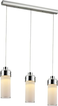 Esto Pendelleuchte Hängeleuchte Esszimmerlampe Pendellampe Wohnzimmer, 3 flammig, Chrom silber Glas, 3x led 5W 450Lm 3000K, DxH 65x130 cm