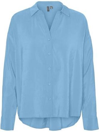 Vero Moda Blouse Oversize en Soie pour Femme Haut décontracté Brillant VMQUEENY, Couleurs:Bleu, Taille:XXL