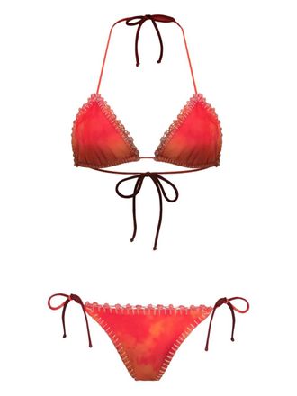 Amir Slama bikini en crochet à imprimé tie dye - Rouge