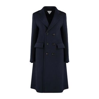 Bottega Veneta Femme, Manteaux, Bleu, Taille: 36 FR Cape Oversize en Laine M&eacute;lang&eacute;e