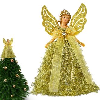 Generic Engelbaumpyette - Baumschmuck, Top Prinzessin Figur mit Fl&uuml;geln | Fl&uuml;gel Baumdekoration f&uuml;r Weihnachten, Elegante 20 cm Weihnachtsbaumschmuck, Partyge