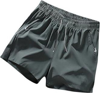 Generic Short Sport Homme Taille élastiquée Running avec Cordon Poches Fermeture éclair Couleur Unie Shorts Grande Taille Ample Casual Basiques DEntraînement 