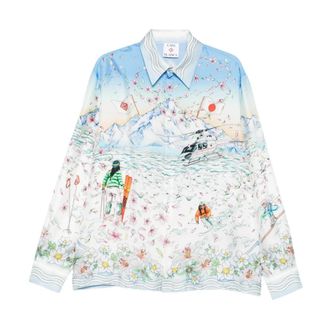 Casablanca LHiver Fleuri Langarm-Seiden-Twill-Hemd - - Blouses & Shirts - Damen - Mehrfarbig - S