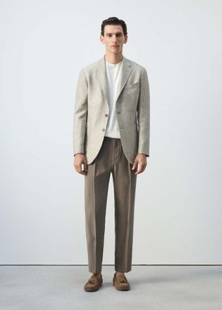 Mango Veste 100% lin coupe slim vert - Homme - 46 - MANGO MAN