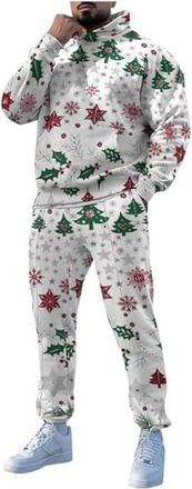 Generic Surv&ecirc;tement de No&euml;l pour Homme - Costume de No&euml;l Rouge - P&egrave;re No&euml;l Rouge - Renne - Imprim&eacute; Sapin de No&euml;l - Tenue de No&euml;l pour Homme - Sweat &agrave; Capuche 
