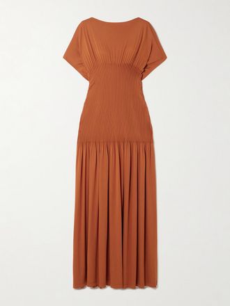 Toteme Maxikleid Aus Stretch-jersey Mit Falten - Orange