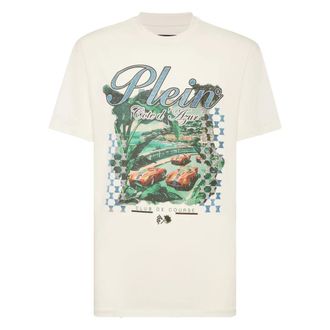 Philipp Plein Homme, Tops, Beige, Taille: S T-Shirt Round Neck SS Cote D Azur