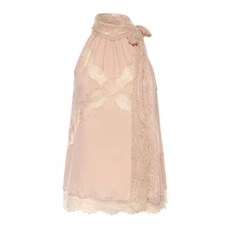 Pinko Pinko, Femme, Tops, Beige, Taille: 40 FR Top dos nu avec dentelle