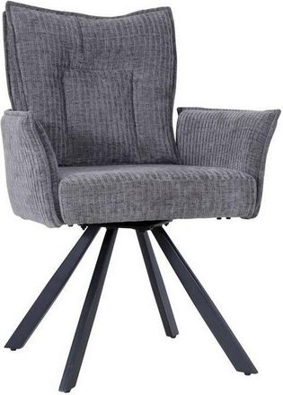 MID.YOU Mid.you Armlehnstuhl Federkern, Grau, Schwarz, Holz, Metall, Textil, Pappel, Sperrholz, Drehkreuz, 63x91x63 cm, Bsci, Esszimmer, Stühle