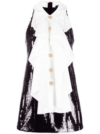 Balmain robe courte &agrave; volants - Noir