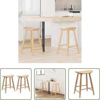 vidaXL Naturfarbe - Esszimmerst&uuml;hle 2 pcs Natur 46 x 37 x 63 cm Massives Gummiholz