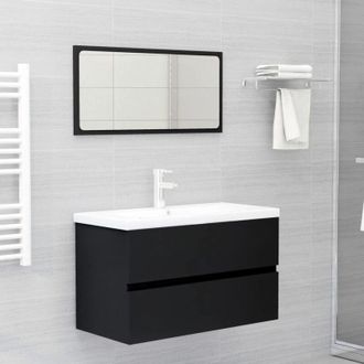 vidaXL Badm&ouml;bel-Set Schwarz Holzwerkstoff vidaXL