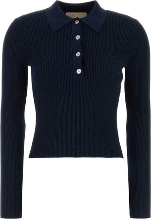 Michael Kors Femme, Pulls, Bleu, Taille: 40 FR Polo en maille stretch viscose m&eacute;lang&eacute;e